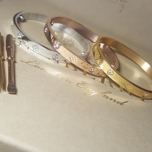 1 Oak | Jewelry | Spring 8k Screw Cuff Gold Diamond Bracelet Bangle ...